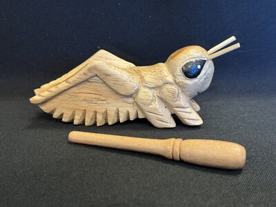 Wooden Cricket Noisemaker Noise Maker Hand Carved with Stick Musical ...