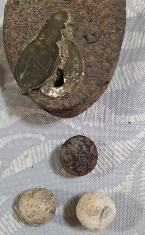 Union Civil War Bullets, Musket Balls , A Union Eagle Button And A Paddle Lock. | eBay