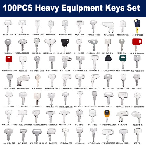 100 Non-Repeating Master Equipment Key Set,Original Heavy Construction ...