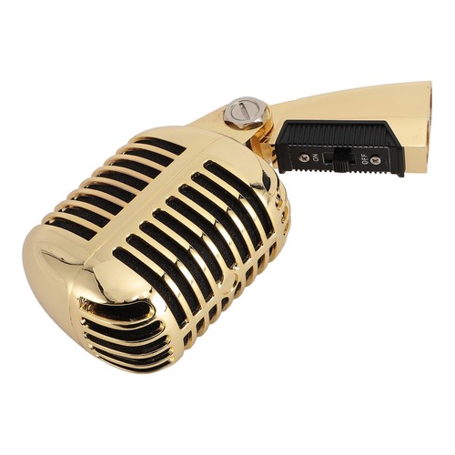 Gold Vintage Microphone with Zinc Alloy Rotating Stand for KTV Dynamic ...