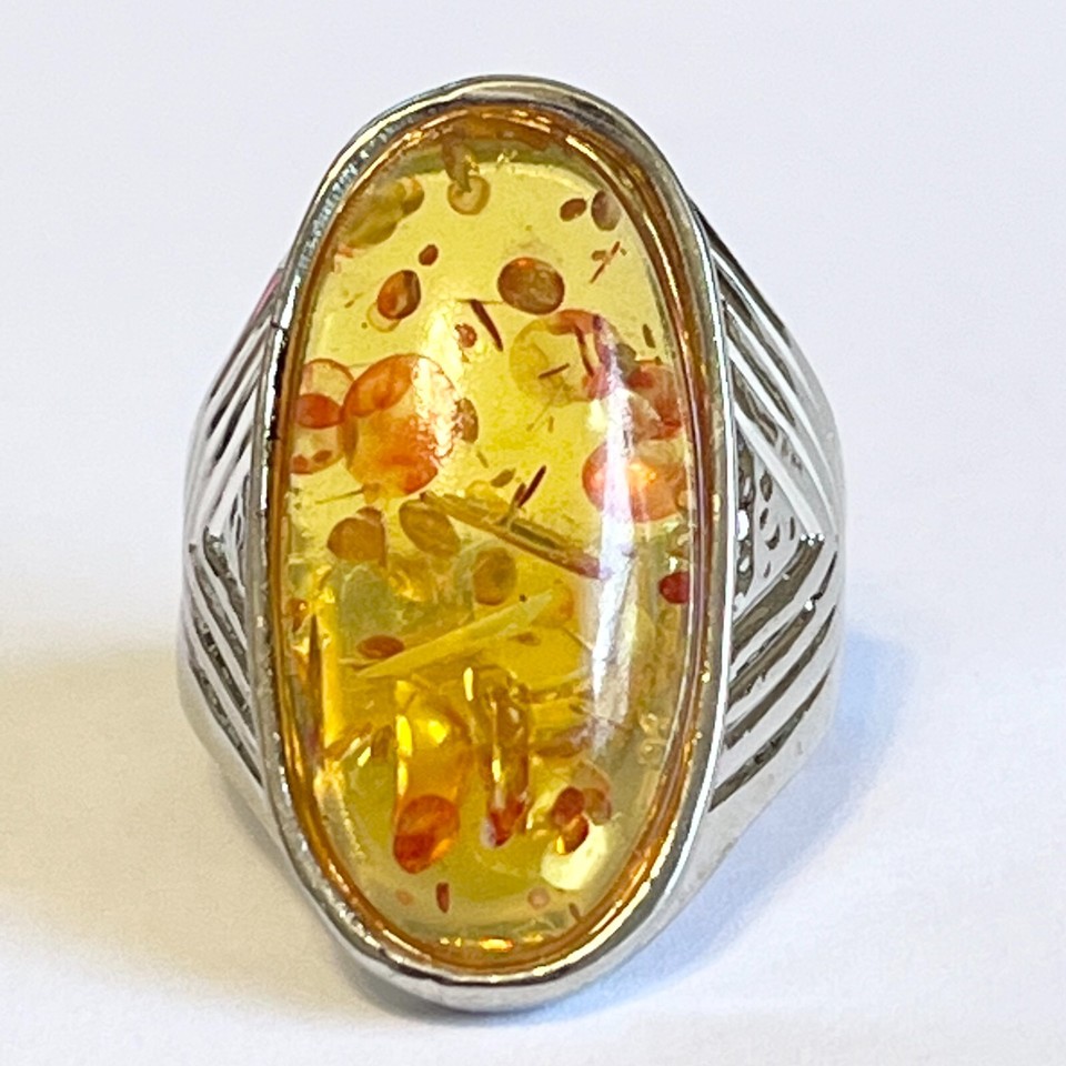 Vintage Honey Amber Cocktail Ring Size 9 Yellow Simulated Acrylic ...