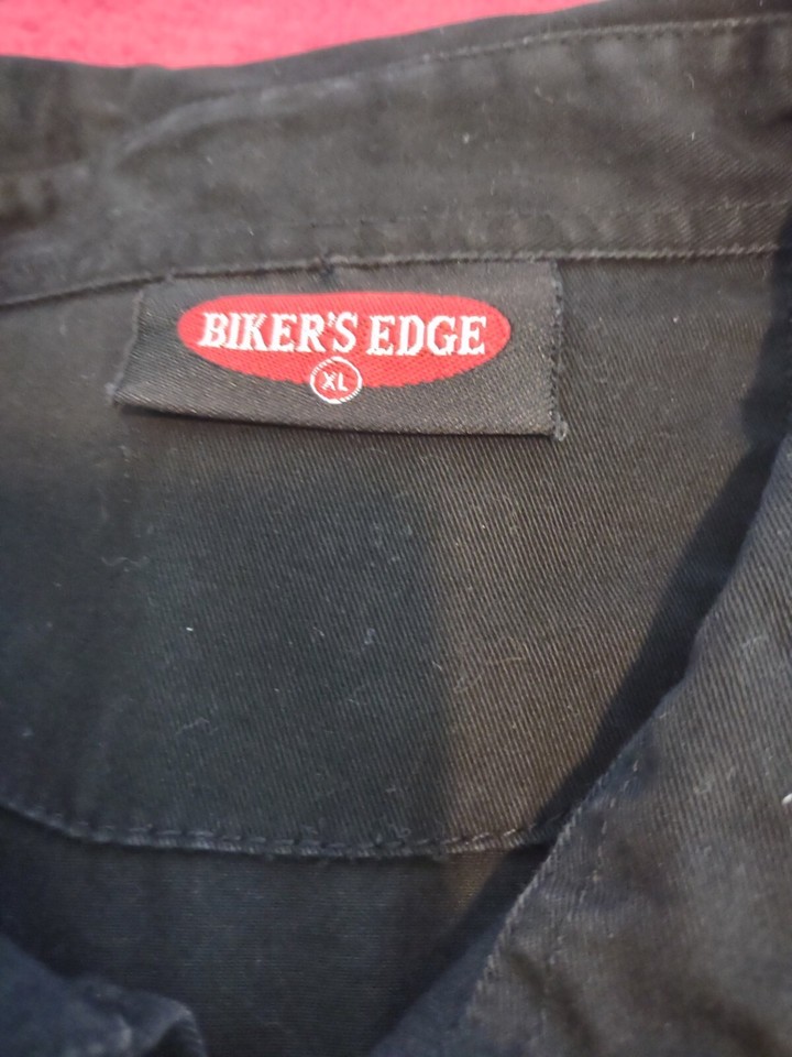 2001 Bikers Edge Men XL Shirt Frayed Sleeveless Black Button Chopper ...