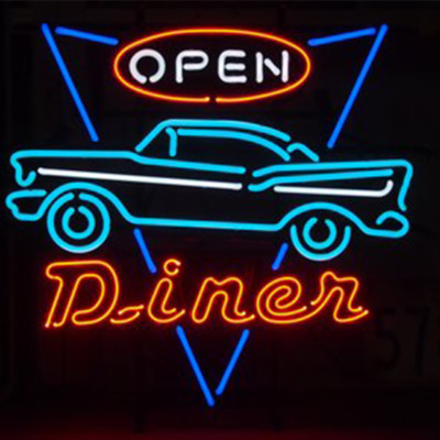 Car Open Neon Sign Light Lamp Beer Bar Shop Real Glass Wall Hanging ...