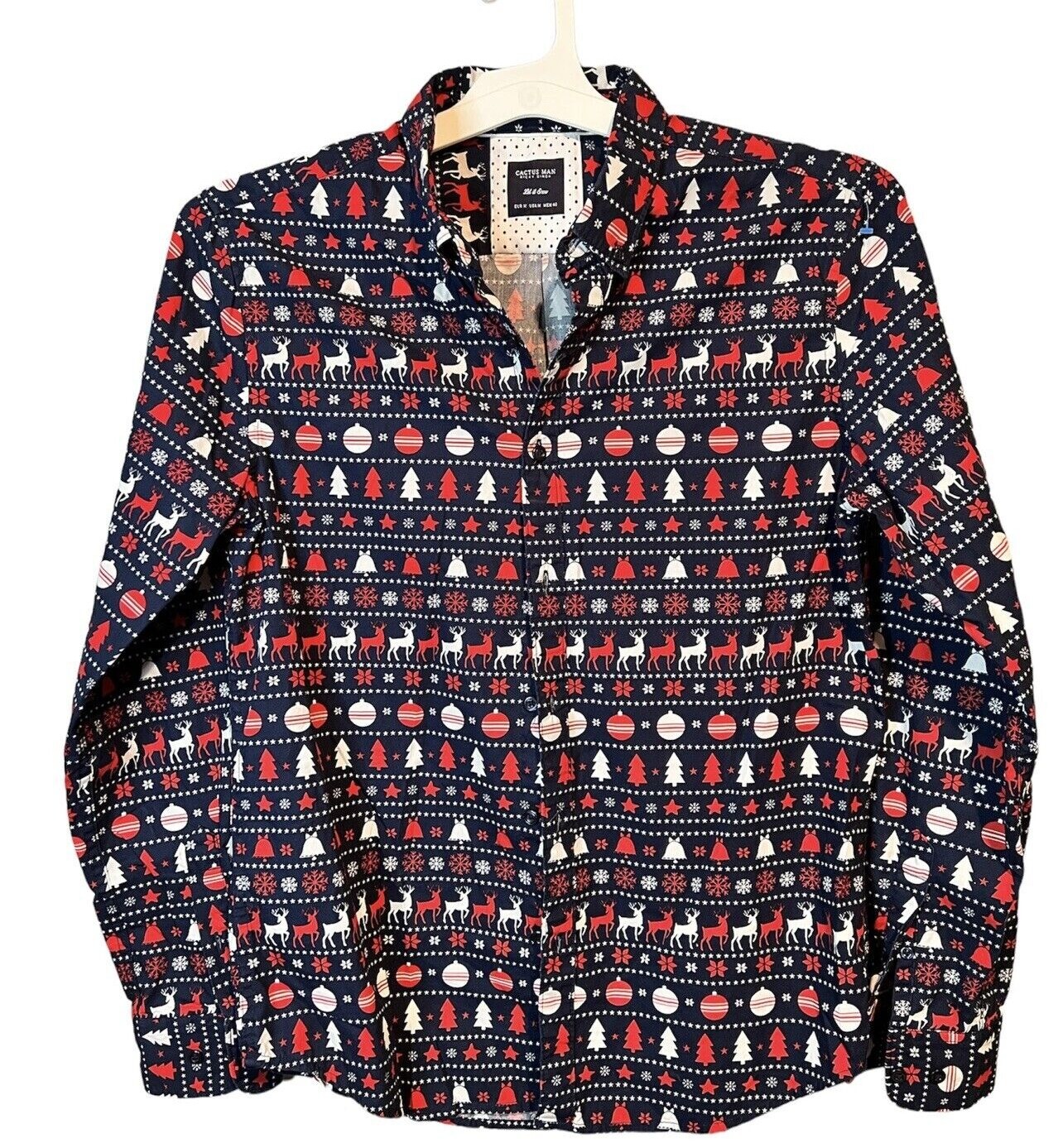 Ricky Singh Cactus Man Christmas Tree Reindeer Bells Mens Shirt Sz ...