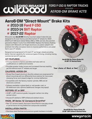 Wilwood Front Big Brake Kit,Fits 2010-2022 Ford Raptor,6 Piston,13.38 ...