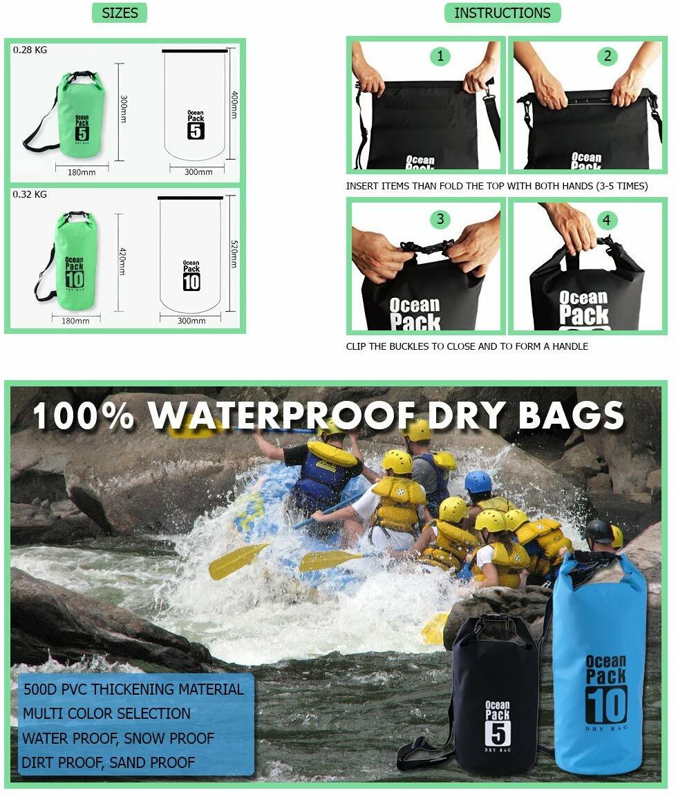 New Ocean Pack Dry Bag Water Proof Backpack Bag Sea Snow 30L X-Large ...