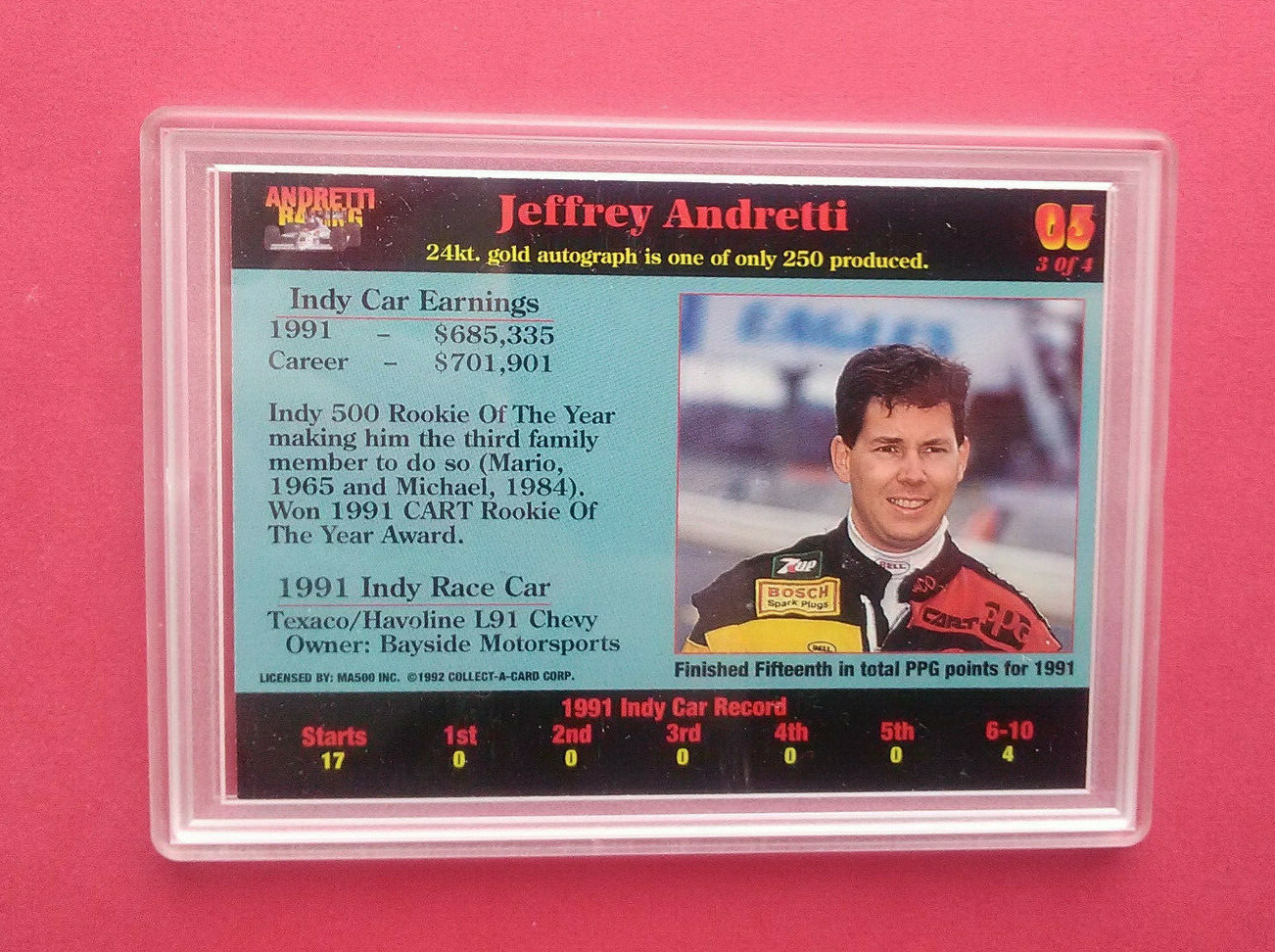 TRADING CARD - SIGNATURE - GOLD - AUTHOGRAPH - ANDRETTI - 1991 - NASCAR ...
