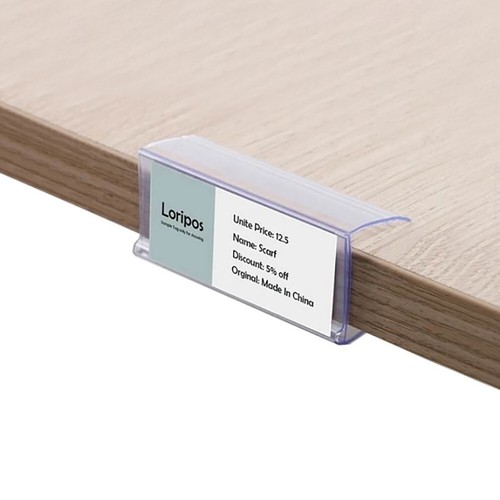 100 Pcs Wood Shelf Label Holders Clear Plastic Price Tag for Bookshelf ...