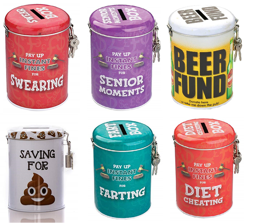 Novelty Money Box Fun Money Cash Savings Tin Saving Box Lockable Piggy ...