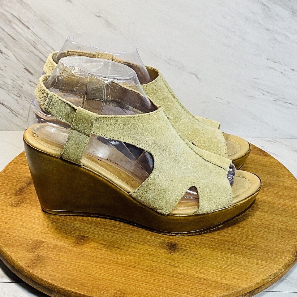 BARBARA BARBIERI Italy Women Shoes Sz 7.5 Brown Tan Suede Leather Wedge Sandals | eBay