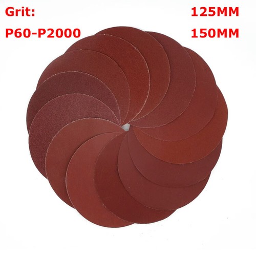 125/150mm P60-P2000 Grit Round Red Sandpaper Pads Sanding Disc Flocking ...