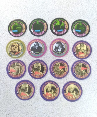 15 POGS Universal Studios Monsters 1994 (Mummy, Frakenstein, Dracula ...