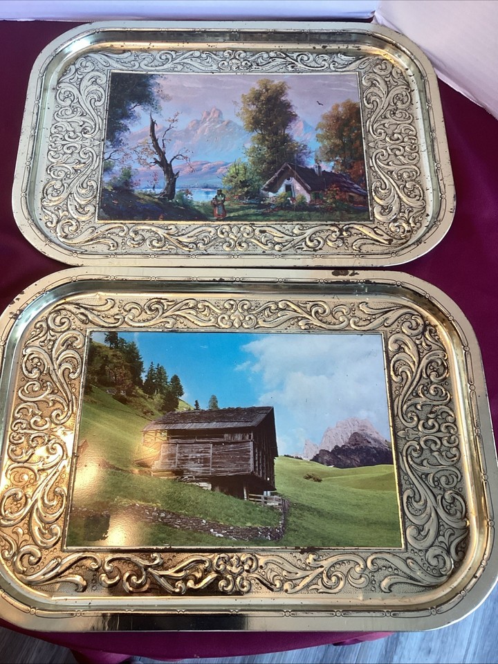 Lot of 14 Vintage Action Lobeco Italian Metal Trays Wall Art | eBay
