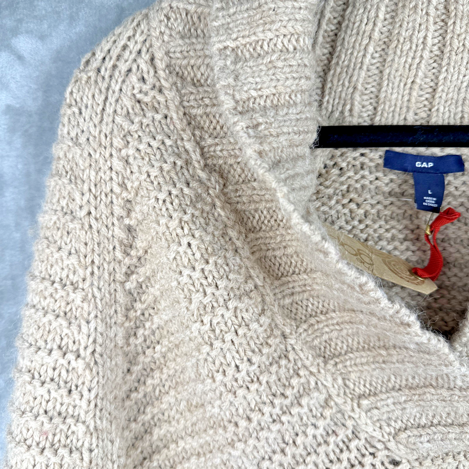 GAP Sweater Women's LG Beige Wool Alpaca Blend Chunky Knit Pullover ...