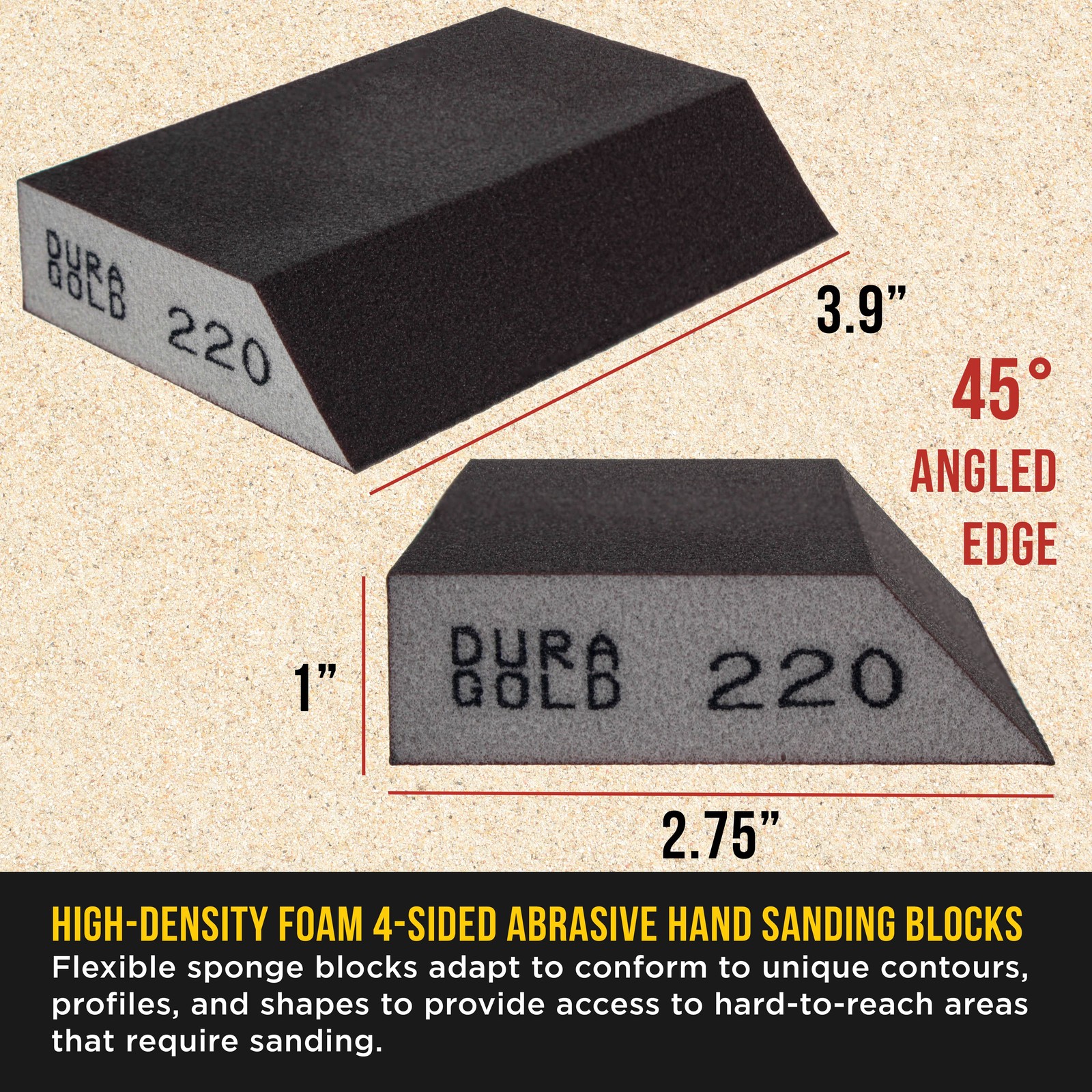 Variety Pack Sanding Block Sponges Angled Edge 12/Pack, 3.9" x 2.75 ...