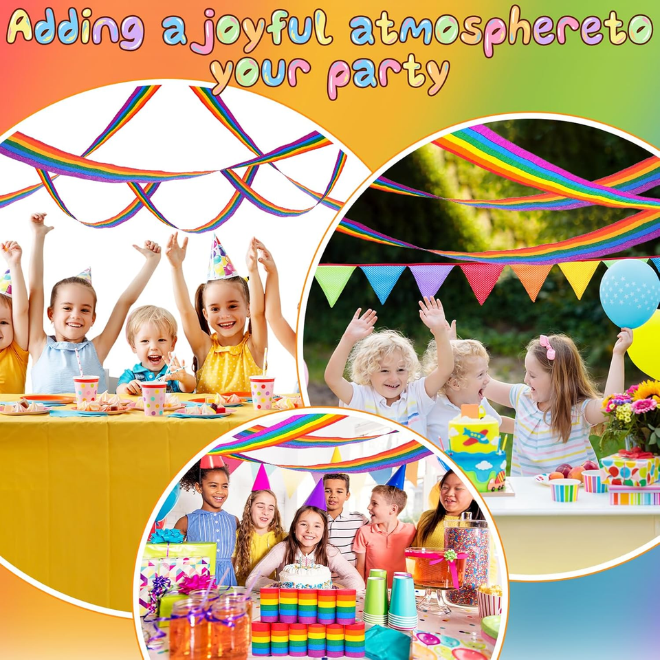 12 Rolls Rainbow Streamers Crepe Paper 394 Ft Streamers Party ...