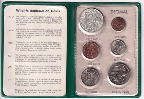 AUSTRALIAN: 1966 GREEN WALLET DECIMAL CURRENCY ROYAL AUSTRALIAN MINT ...