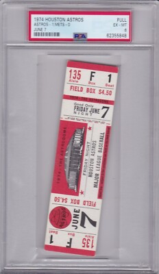 1974 HOUSTON ASTROS FULL Ticket PSA 6 EX/MT vs NEW YORK METS rare 1/1 ...