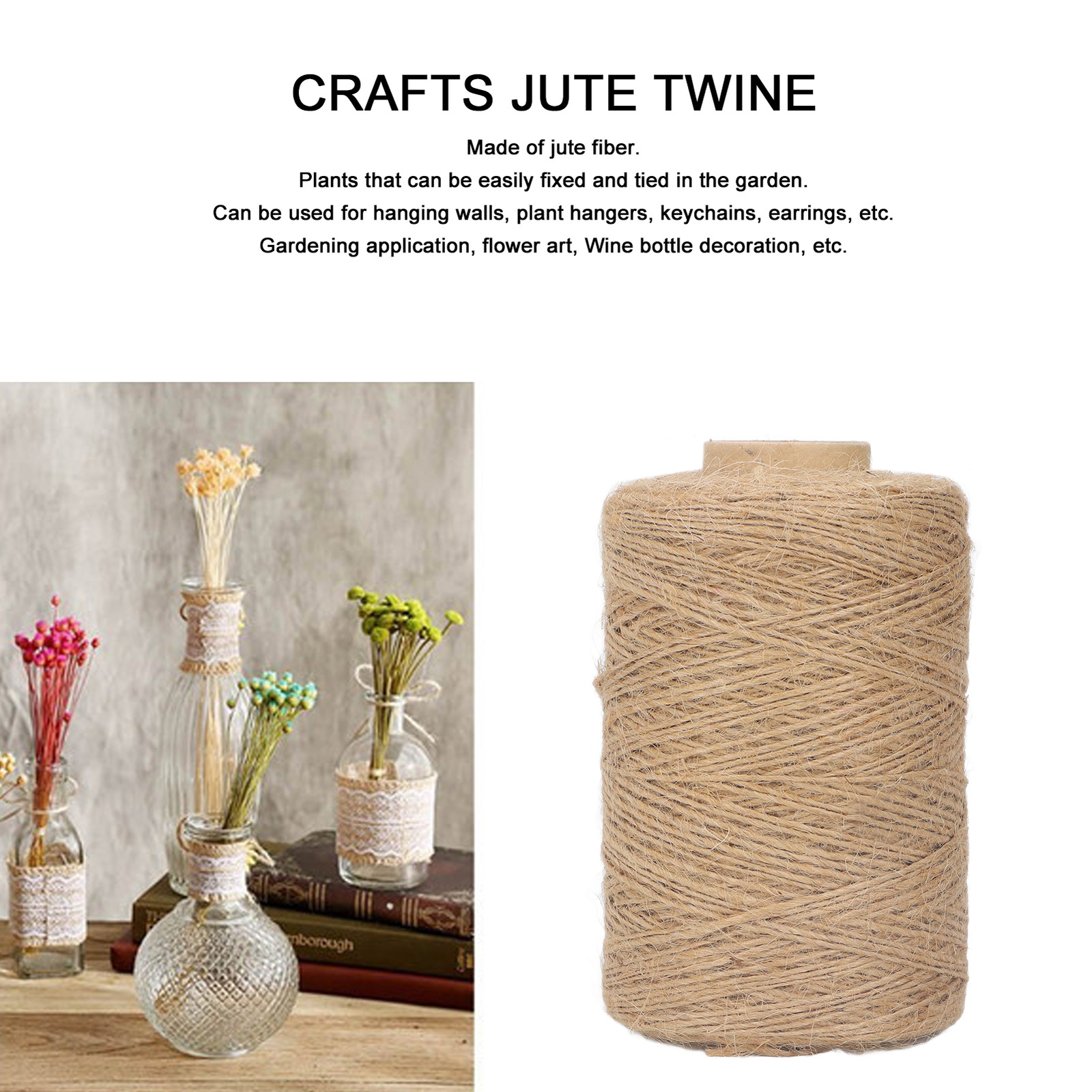 Jute Twine 300M Length 1mm Diameter 1 Strand Jute String Rope DIY ...