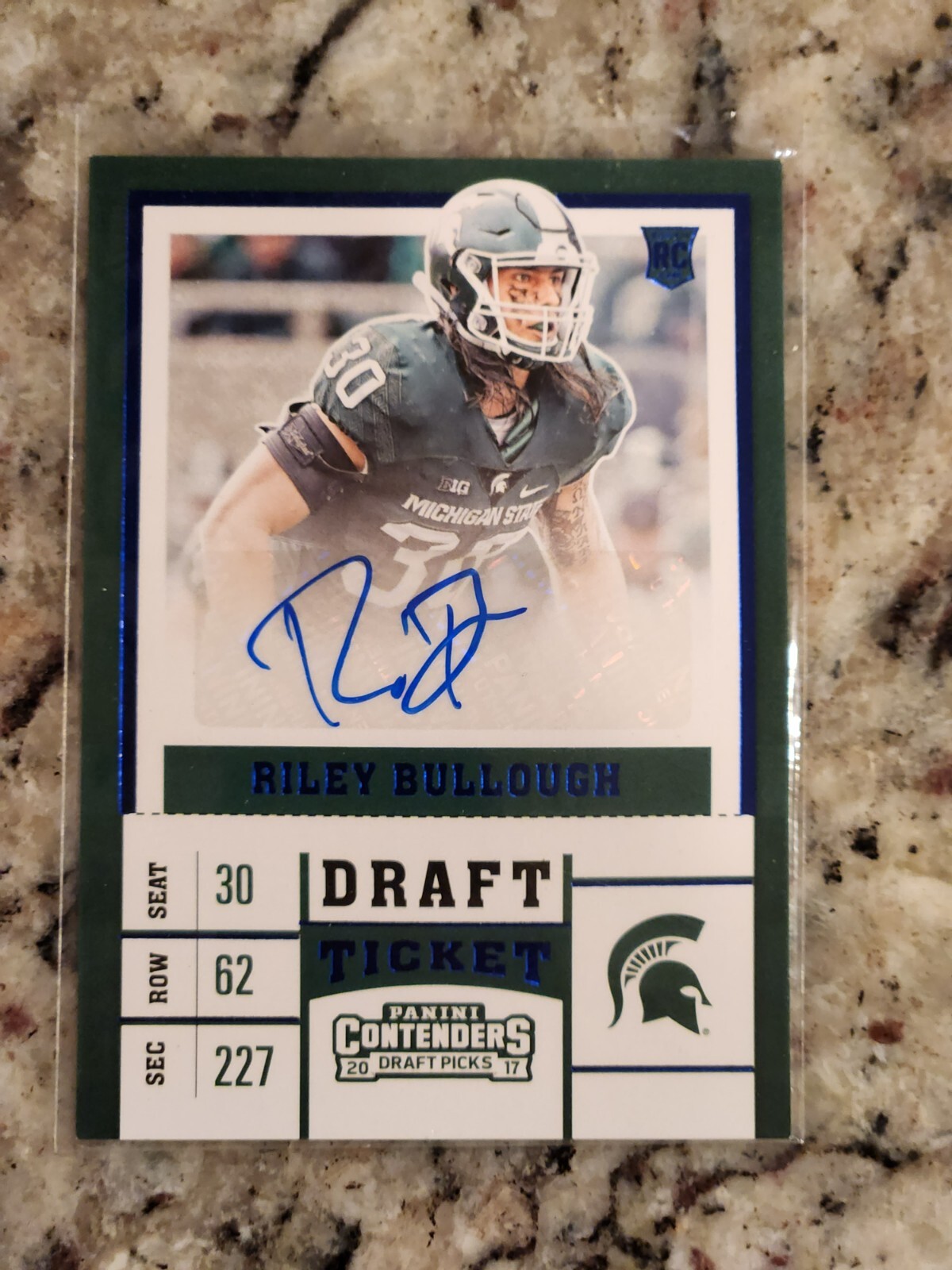 2017 Panini Contenders Draft Picks - Draft Ticket Blue Foil #284 Riley ...