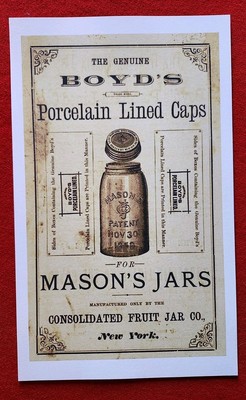 1860s Fruit Jar Advertising Mason Fruit Jar Advertising BIG """"8.5 X ...
