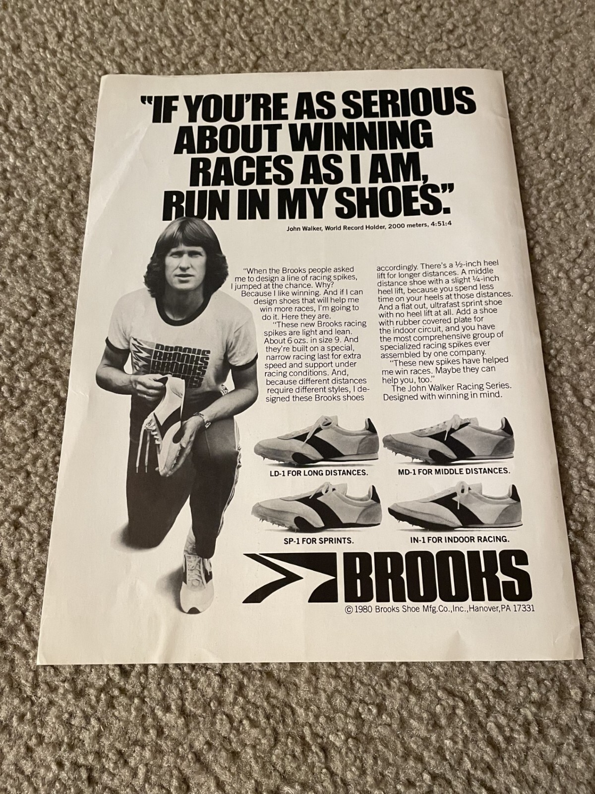 Vintage 1979 BROOKS LD-1 MD-1 SP-1 IN-1 Running Shoes Print Ad 1970s | eBay