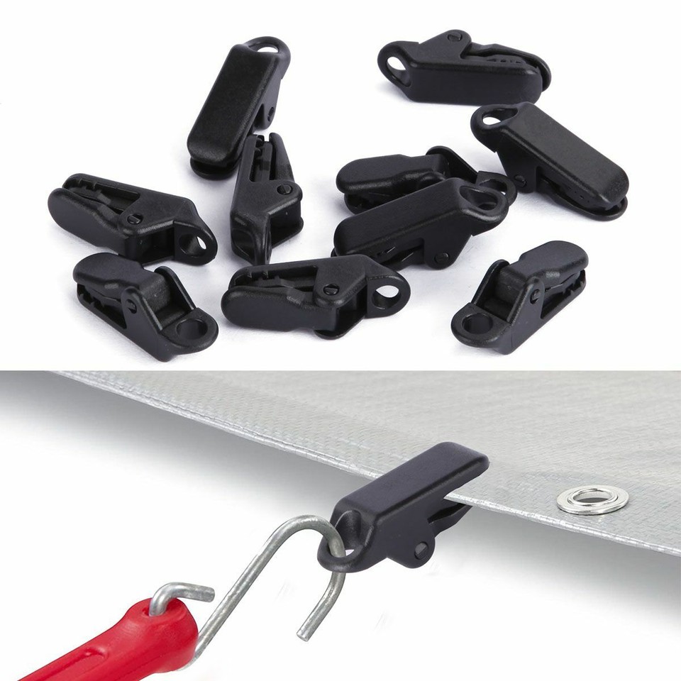10/20PC Awning Clamp Set Tarp Clips Snap Hangers Survival Emergency ...