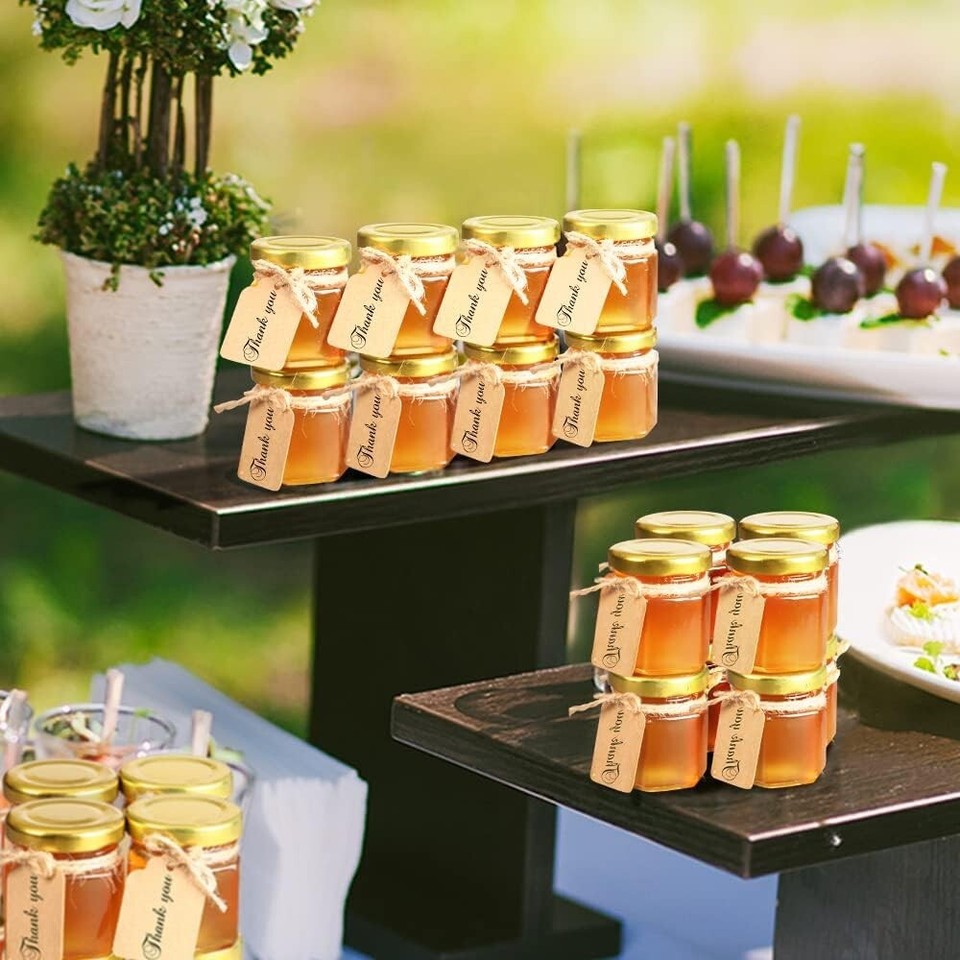 60 Pcs Small Glass Favor Jars with Airtight Lids, 1.5 Oz Mini Honey ...