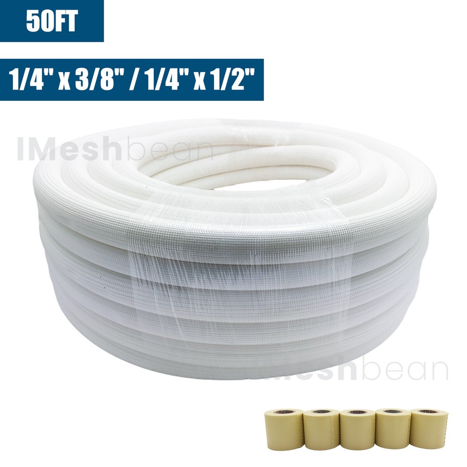 Ductless Mini Split Line Set 25ft/50ft Insulated AC Copper Line Kits w ...
