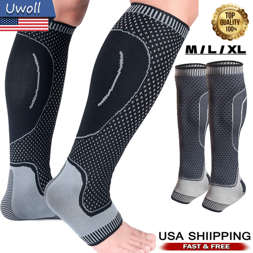 Calf Compression Sleeve Ankle Brace Leg Support Socks Foot Fasciitis ...