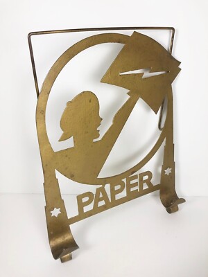Vintage Metal Newspaper Holder Art Deco Paper Boy Cutout Metal Stand ...