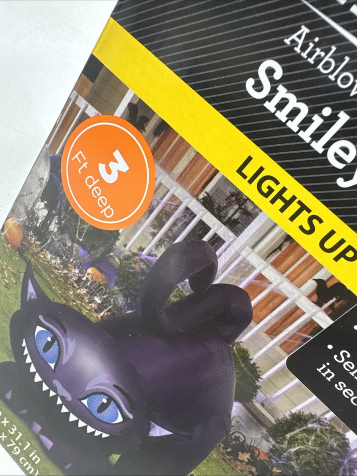 Smiley Cat Halloween Yard Inflatable Airblown 3 ft Deep NEW Gemmy Rare ...