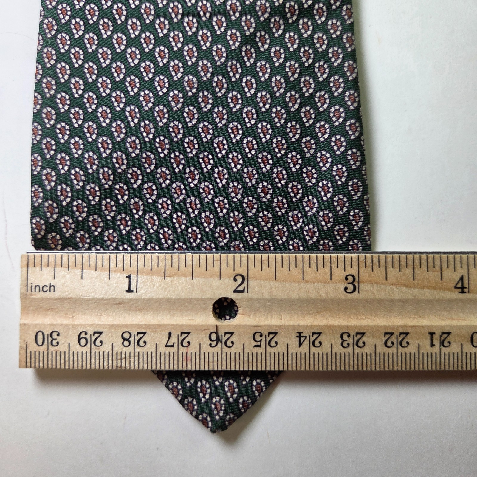 Robert White English Silk Tie Green Red Micro Paisley John Comfort ...