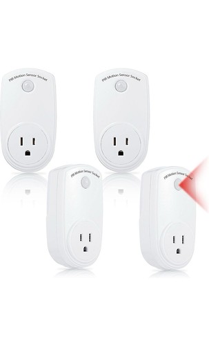 4 Pieces Motion Sensor Sockets Indoor Plug in Sensor Light Control ...