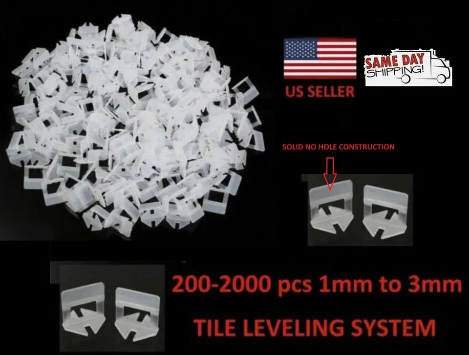 200-2000X Clip Tile Leveling System Kit Floor Wall 1-3mm Tile Spacer ...