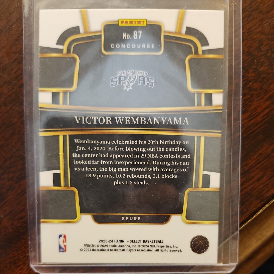 2023-24 Panini Select #87 Victor Wembanyama Wemby Concourse Base Rookie ...