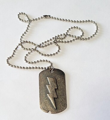 Silvertone Lightening Bolt Dog Tag Necklace | eBay