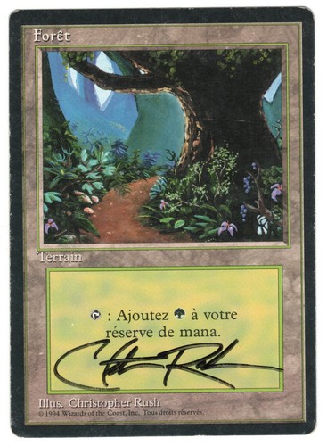 Magic-Style MTG - Forest - French Revised FBB Signed Christopher Rush ...