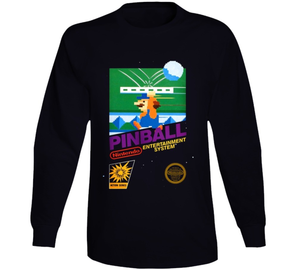 Pinball Nes Box Art Retro Video Game Long Sleeve T Shirt | eBay