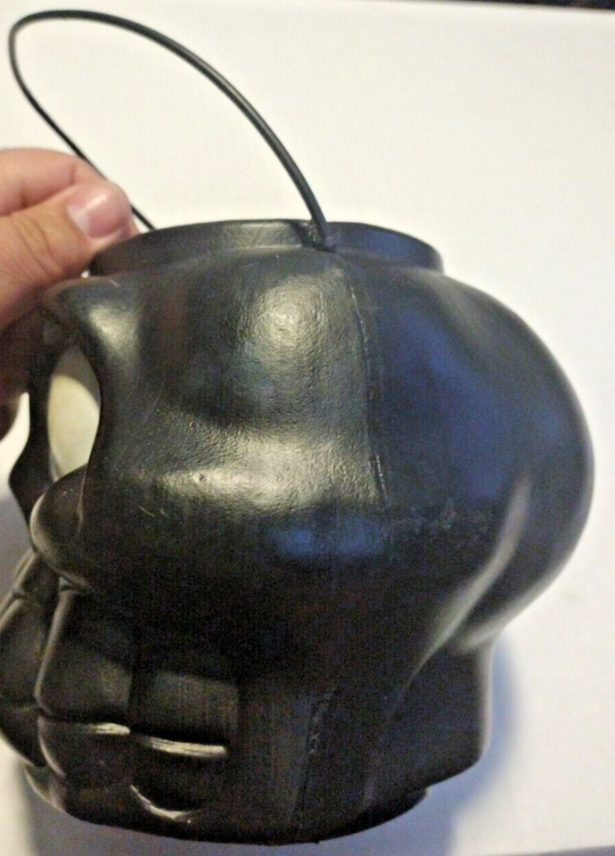 VTG Halloween Skeleton Skull Candy Bucket Plastic Blow Mold Pail Trick ...