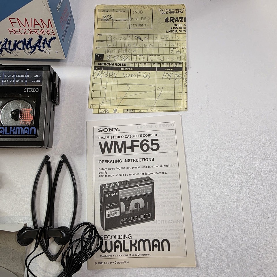 Sony WM-F65 Walkman W/BOX SUPER RARE, Cassette Player NOT Working W ...