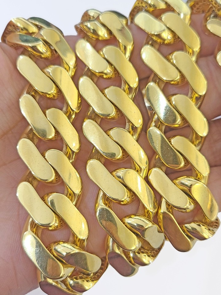 10k Gold Men Royal Monaco Link Chain 26inch 17mm Gold THICK 10kt Real ...