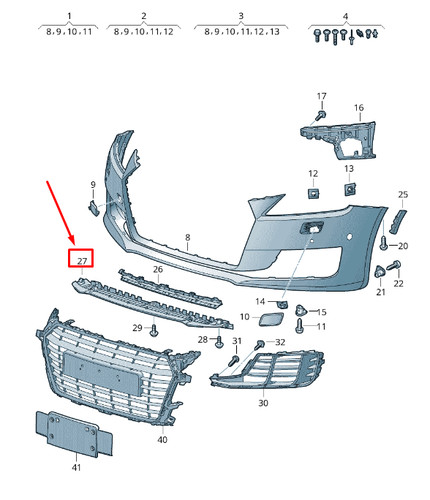 NEW AUDI TT FV FRONT BUMPER CLOSING ELEMENT 8S0807233C ORIGINAL NO DUTY ...