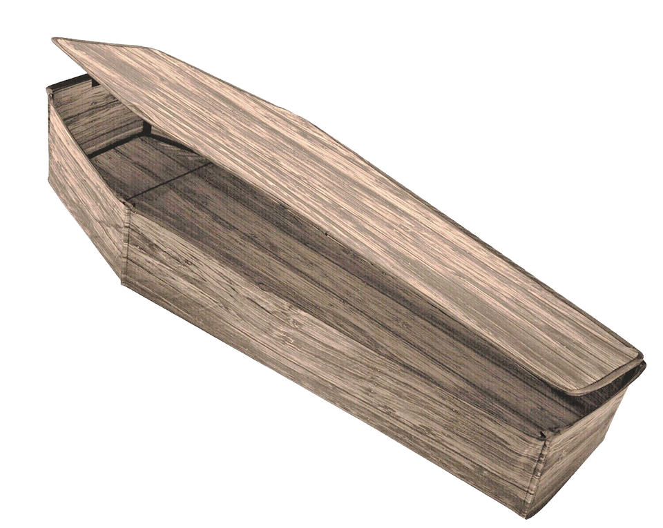 BROWN Life Size CLOTH COLLAPSIBLE 5FT COFFIN PROP Halloween Graveyard ...