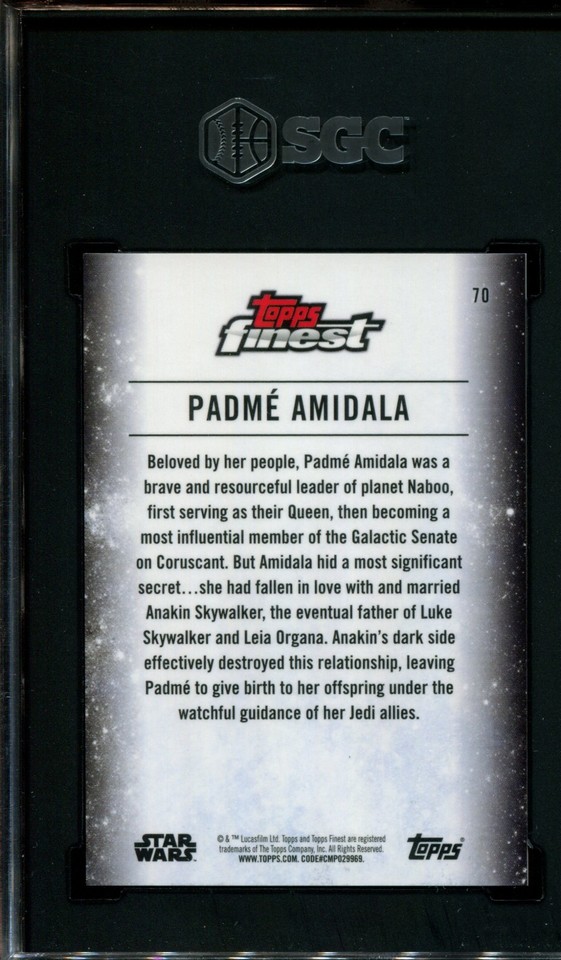 SGC 10 Padme Amidala /25 Orange Refractor Finest 2018 Topps Star Wars ...