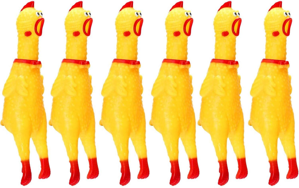 6 Pack Rubber Screaming Chicken Toy Yellow Rubber Squeaking Chicken Toy ...