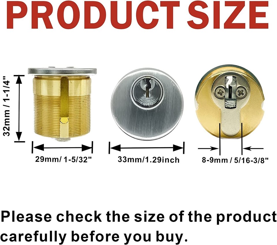 10PCS Mortise Lock SC1 Cylinders KD Adams Rite Type & Keys SC1 Keyway ...