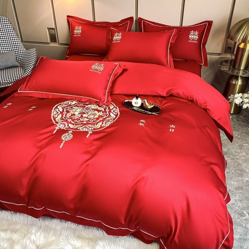 Chinese Wedding Bedding Set Luxury Egyptian Cotton Duvet Cover ...