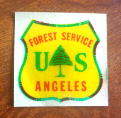 Vintage ANGELES NATIONAL FOREST Firefighter Helmet Decal US Forest ...