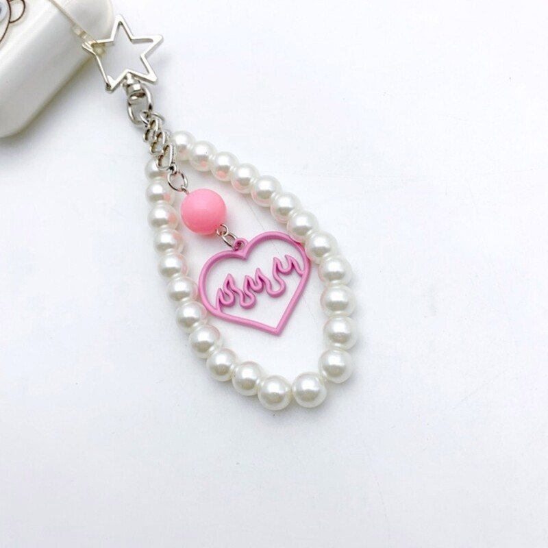 Pearls Beaded Keyring Unique Heart Pendant Key Chain Decoration for ...